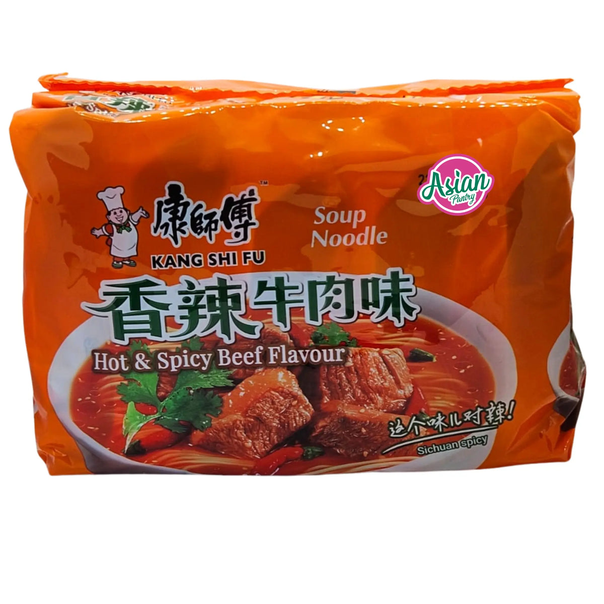 Kang Shi Fu Soup Noodle Hot & Spicy Beef Flavour 5packs 520g – Asian Pantry