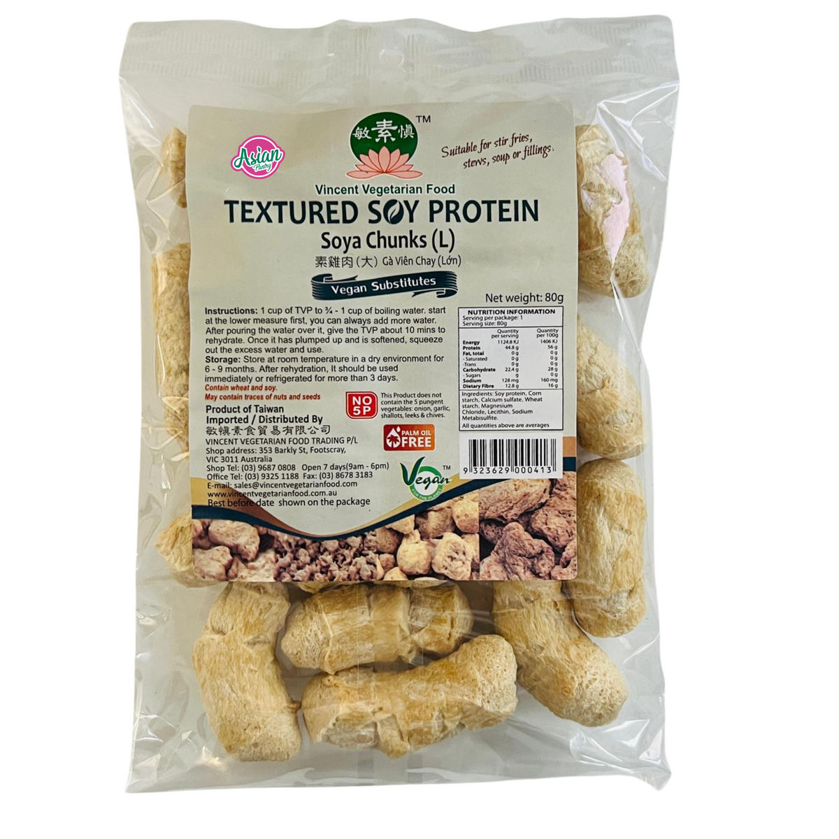 VVF Vegan Soya Chunk (L) 80g - Asian Pantry | Asian Grocery