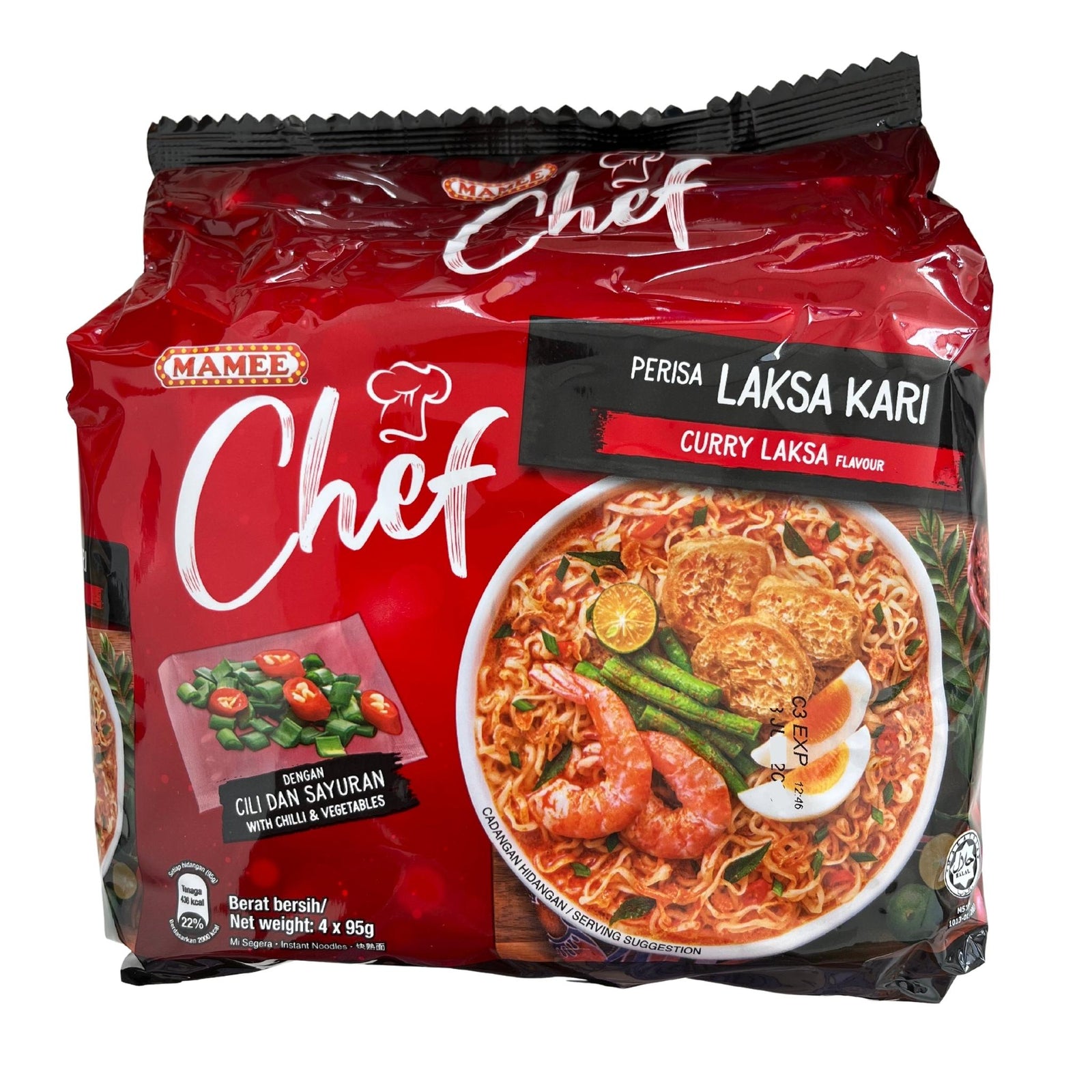 Mamee Chef Curry Laksa 95g x 4 pack 380g - Asian Pantry | Asian Grocery